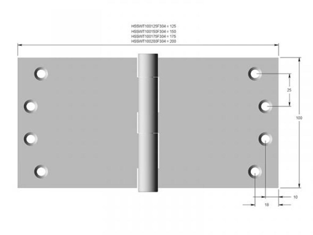 100 x 175 x 3.5mm Fixed Pin Wide Throw Hinges | $26.54 | Interior Effects